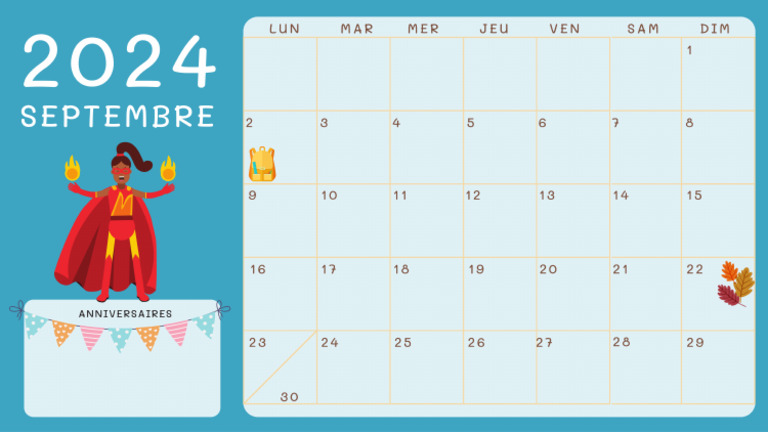 calendrier-2024-super-heros-imprimer-septembre | PDF