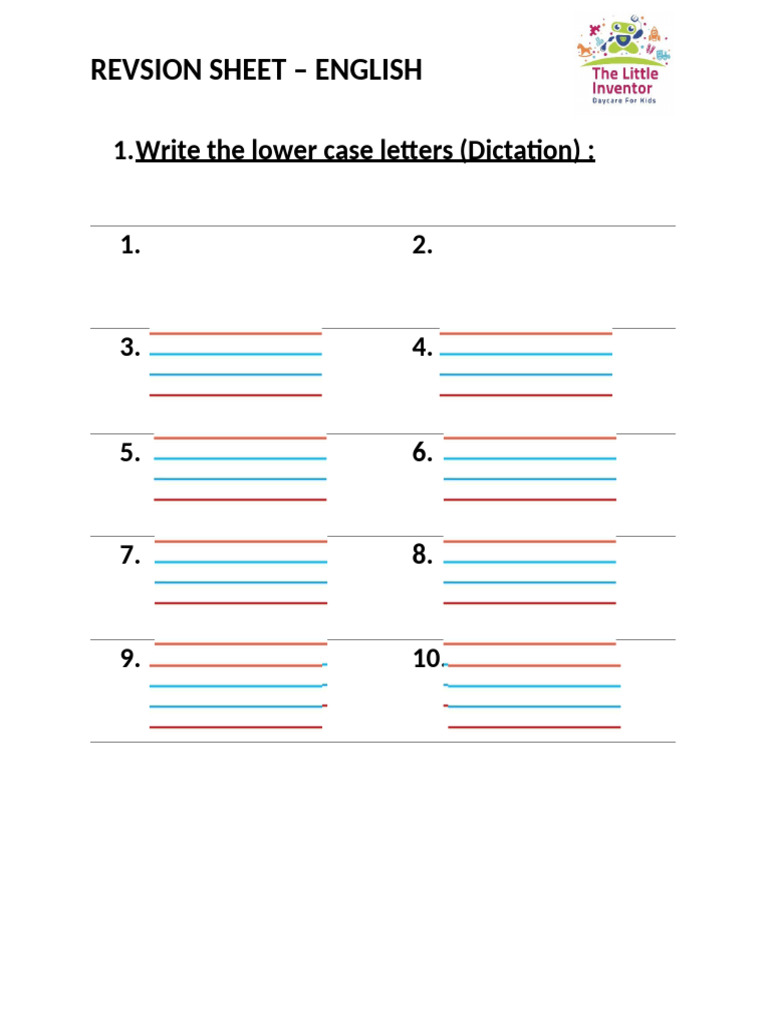 English Revision Sheet 2024 | PDF