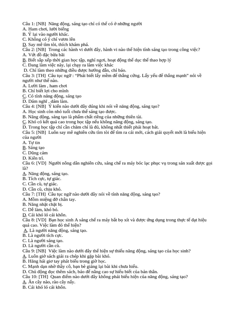 Trắc Nghiệm Bài 8 Gdcd 9 | PDF