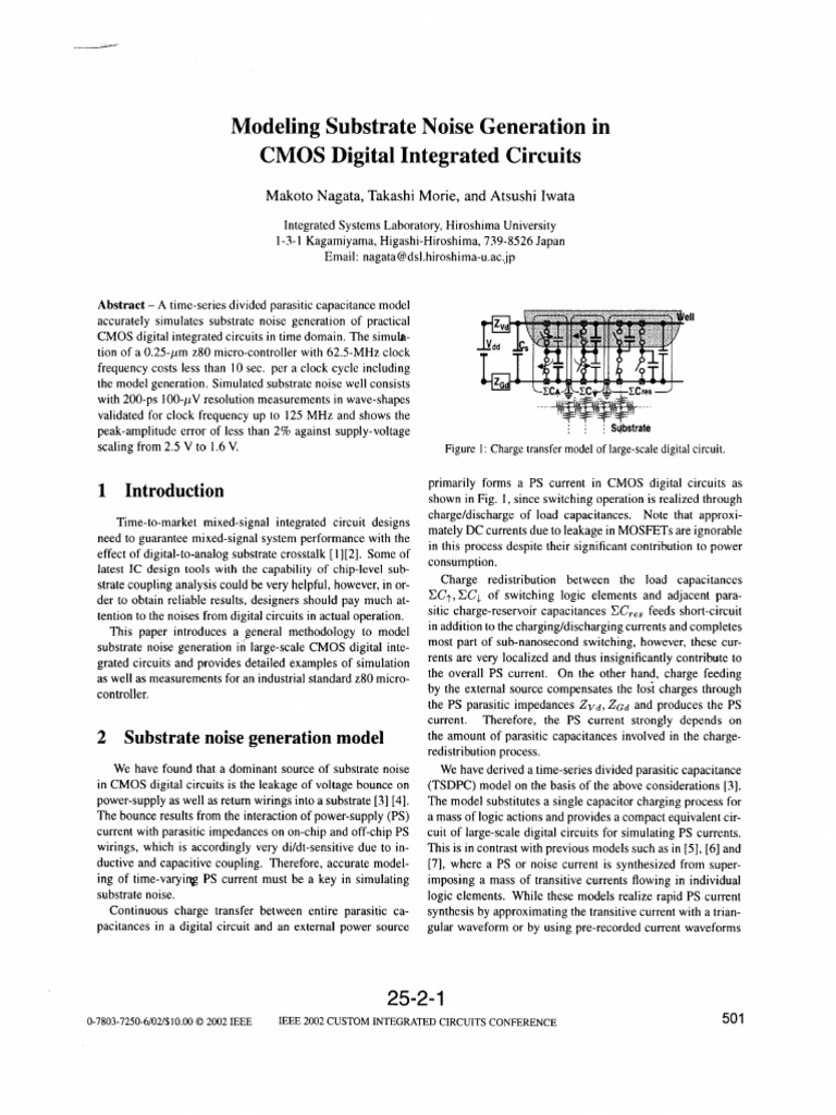Modeling Substrate Noise Generation in Cmos Digital Integrated C | PDF | Electronic Circuits | Cmos