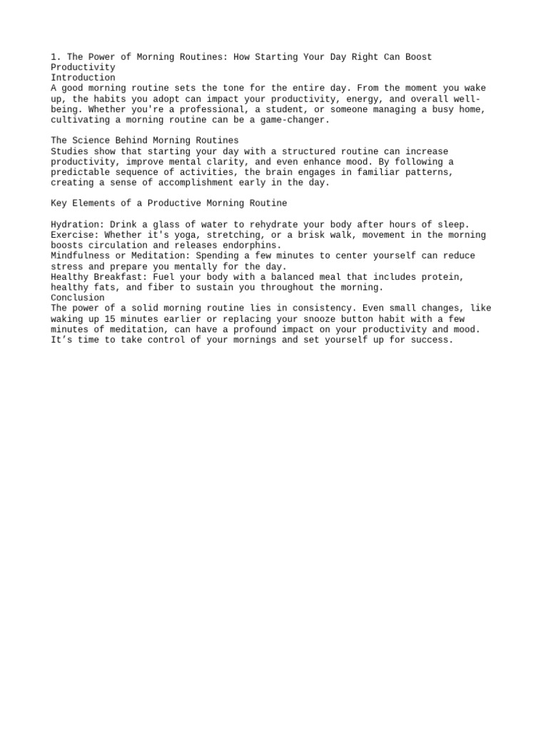 The Power of Morning Routines Ho | PDF | Self-Improvement | Wellness