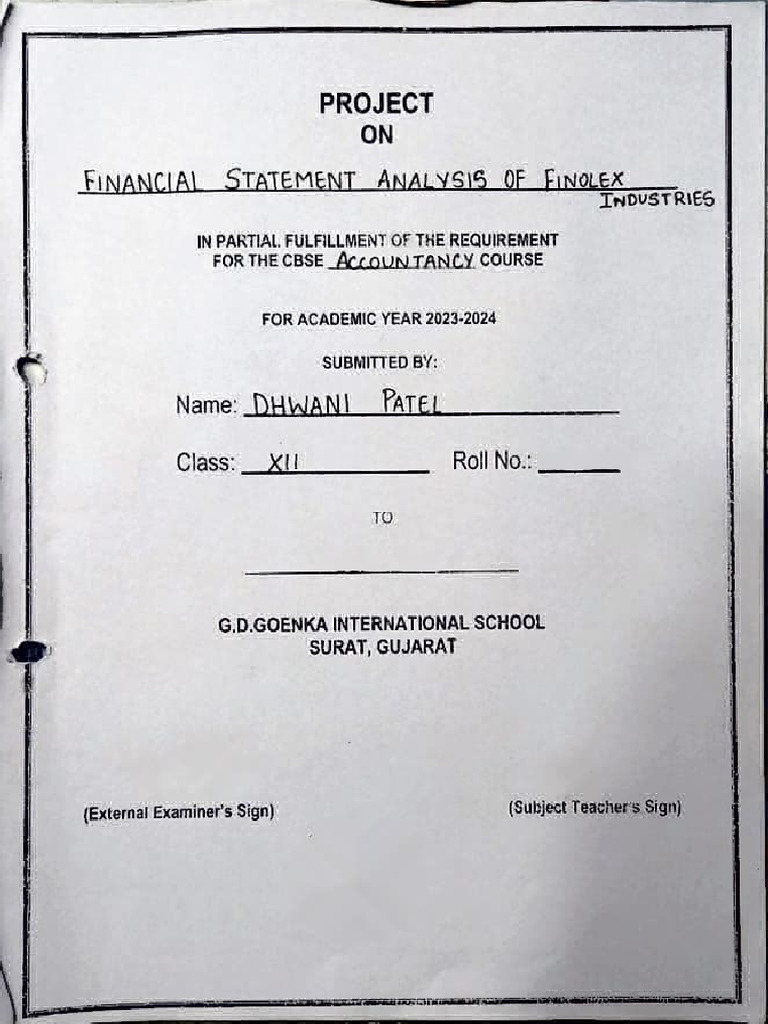 Class XII Accountancy Sample Project | PDF