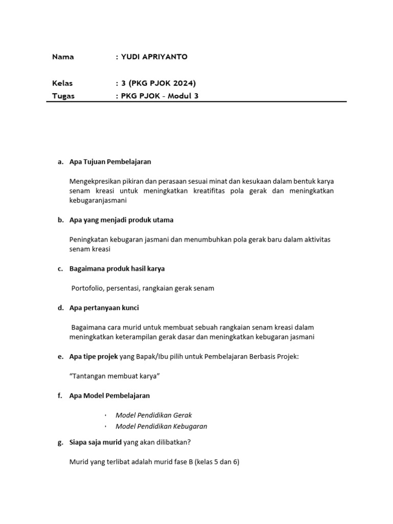 3.1.C.2 Merancang Pembelajaran Berbasis Projek Dengan Komunitas Belajar (KBS) | PDF