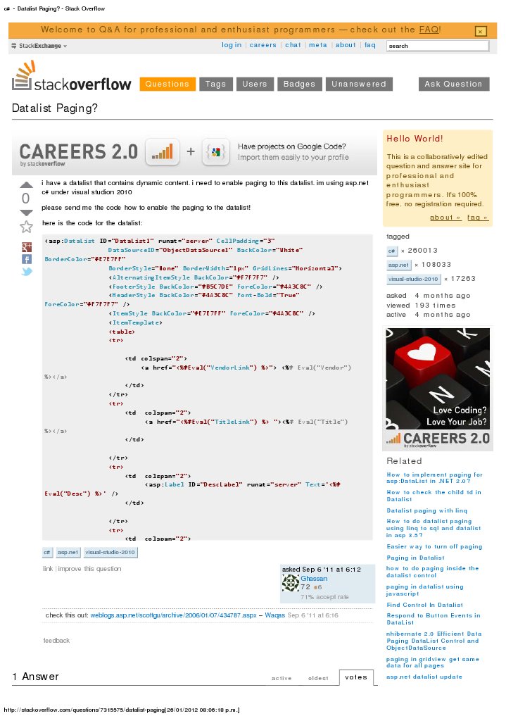 C Datalist Paging Stack Overflow Pdf Language Integrated Query Html Element