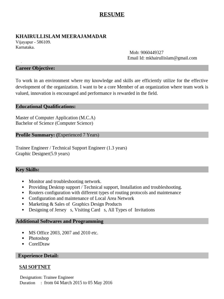 Khairull Islam Meerajamadar Resume | PDF | Computer Network | Cisco Certifications