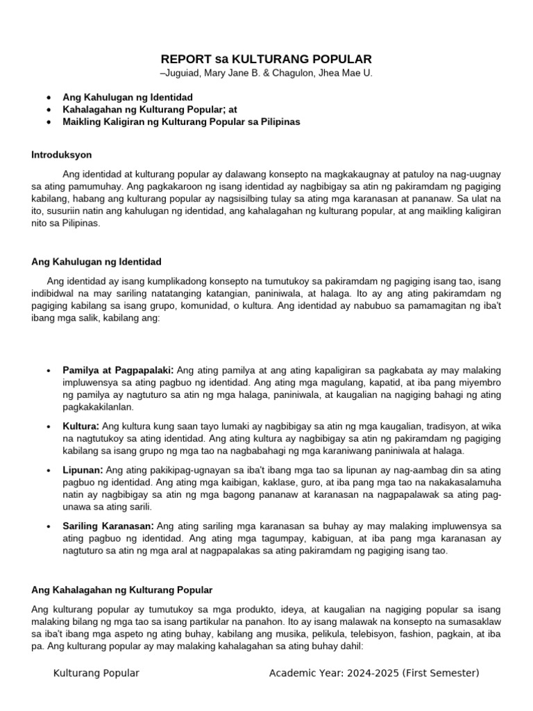 1st Report Kay Maam Sisa | PDF