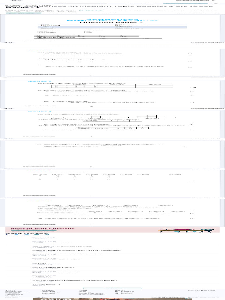 E2.7 Sequences 4A Medium Topic Booklet 1 CIE IGCSE Maths - 1 PDF ...