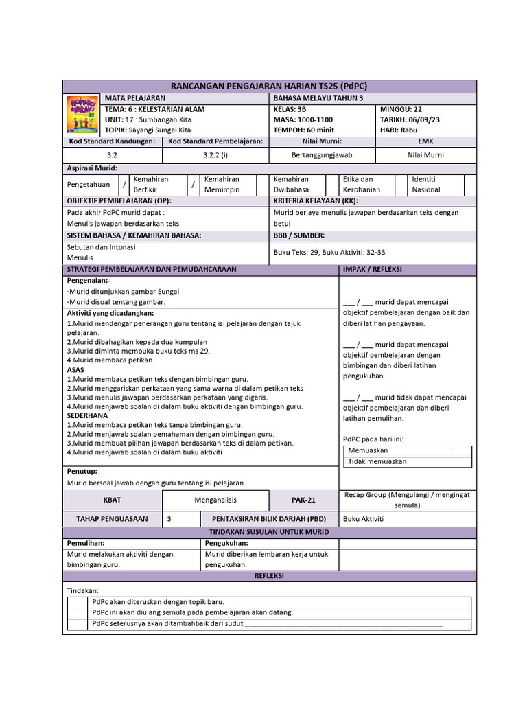 Contoh RPH Plan1 | PDF