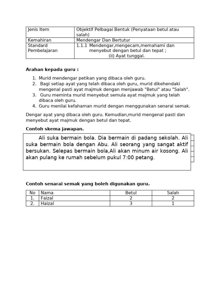 Jenis Item - Objektif Pelbagai Bentuk (Betulsalah) | PDF | Seni ...