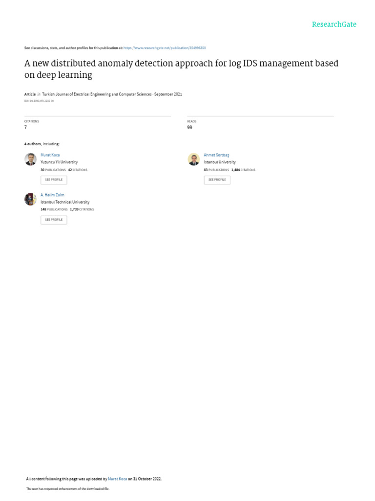 A New Distributed Anomaly Detection Approach For Log IDS Management Based On Deep Learning | PDF ...