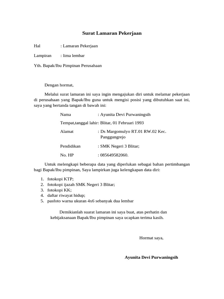 Surat Lamaran Mbak Nita | PDF | Kesehatan Holistik