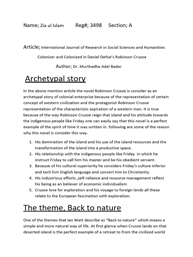 Zia Ul Islam | PDF | Robinson Crusoe | Economies
