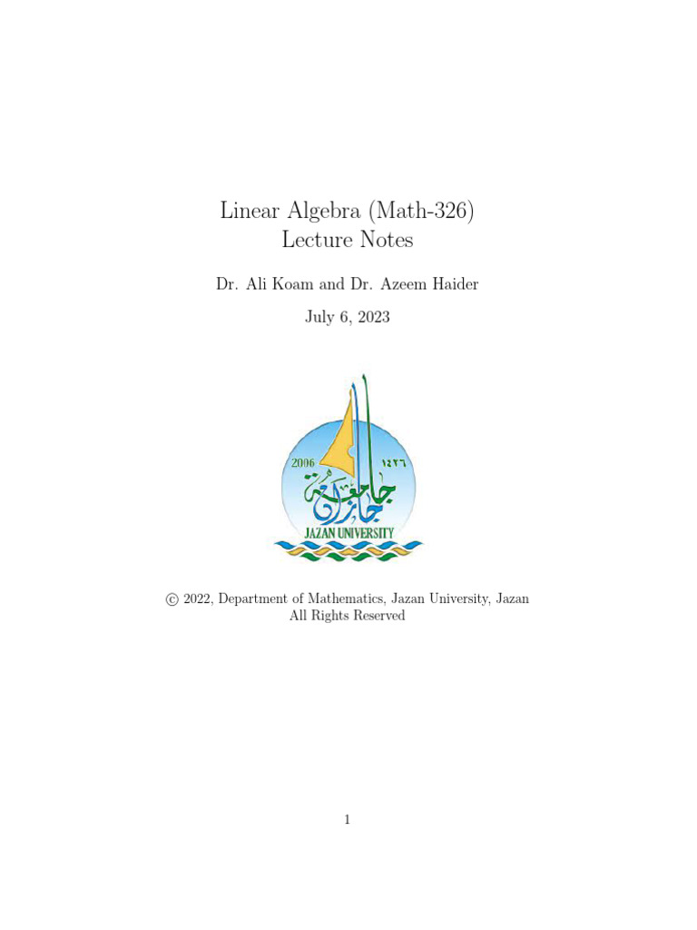 Linear Algebra Notes For CS, Updated | PDF | Basis (Linear Algebra ...