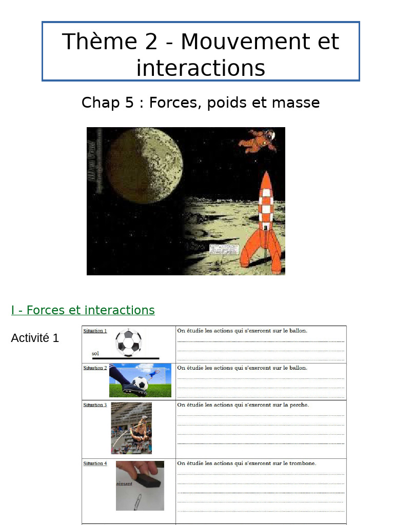 Chapitre 5 Forces, Poids Et Masse | PDF