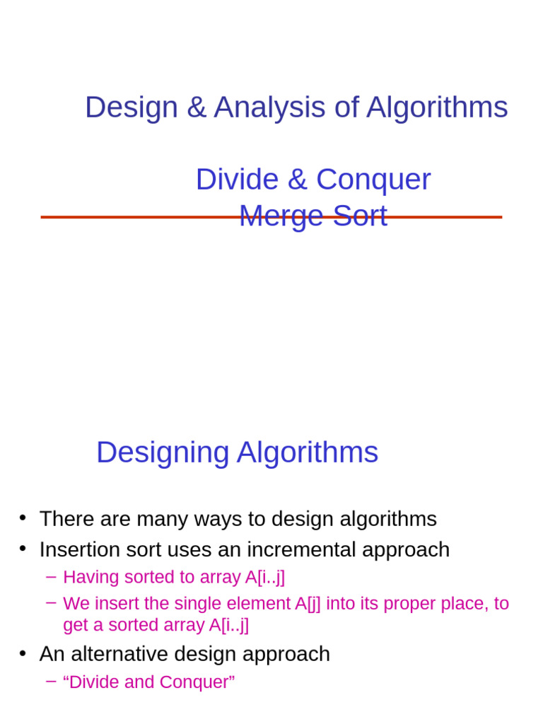 Lecture Slide 7 DAA - Handout-Divide & Conquer - Merge Sort | PDF | Computer Programming ...