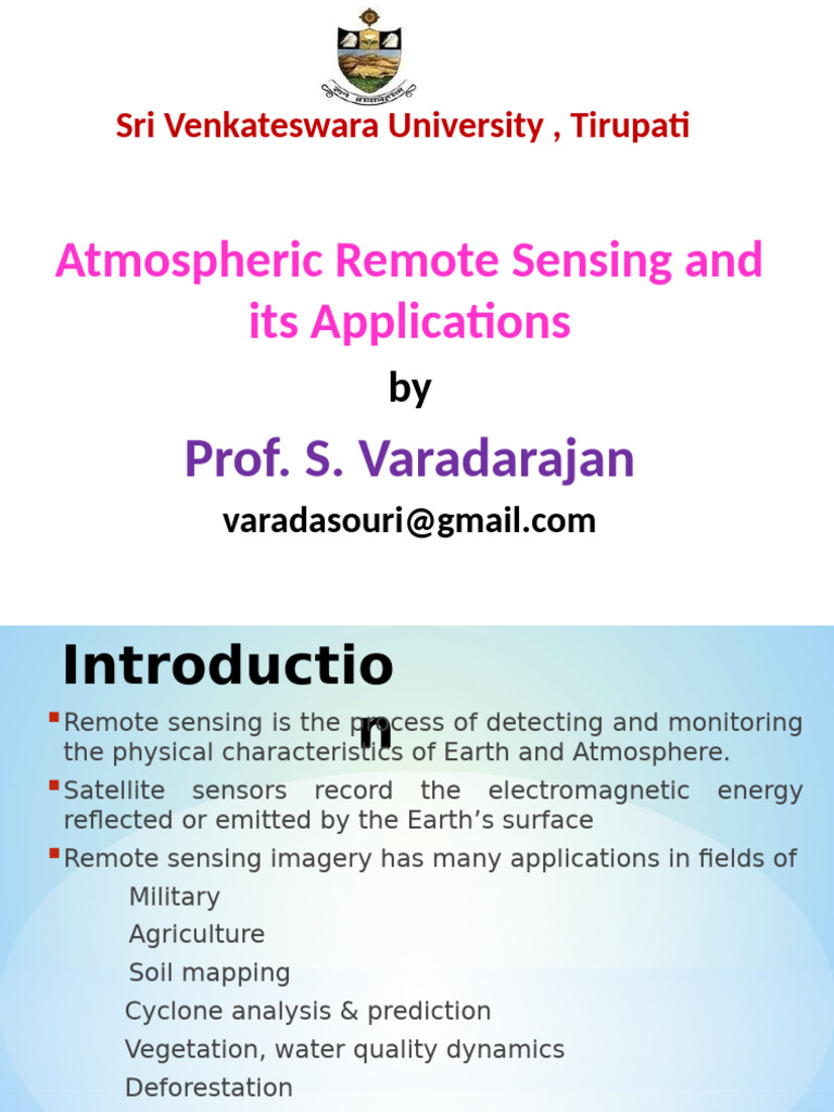 Atmospheric Remote Sensing and Its Applications | PDF | Remote Sensing ...