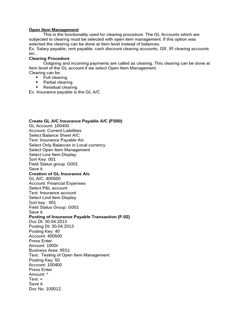 Open Item Management | PDF | Accounts Payable | Balance Sheet