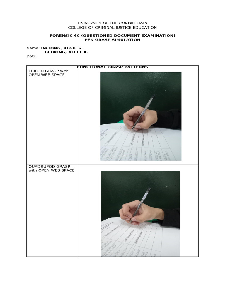 Pen Grasp Patterns in Forensic Analysis | PDF | Young Adult