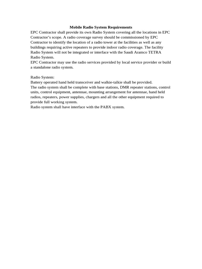 Mobile Radio System Requirements From EPC Contract | PDF