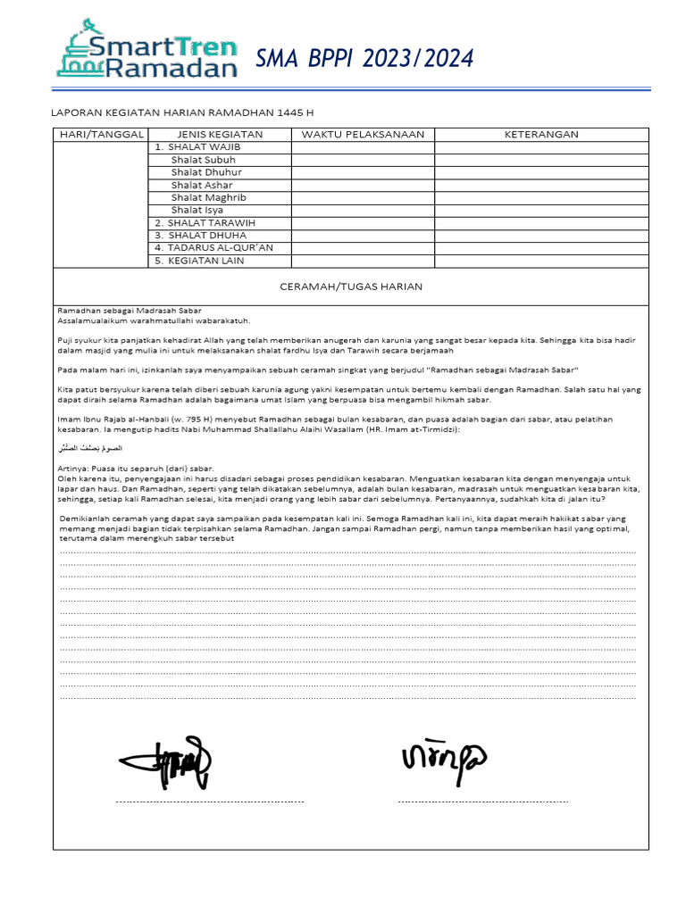 Format Laporan Smarttren Ninda | PDF
