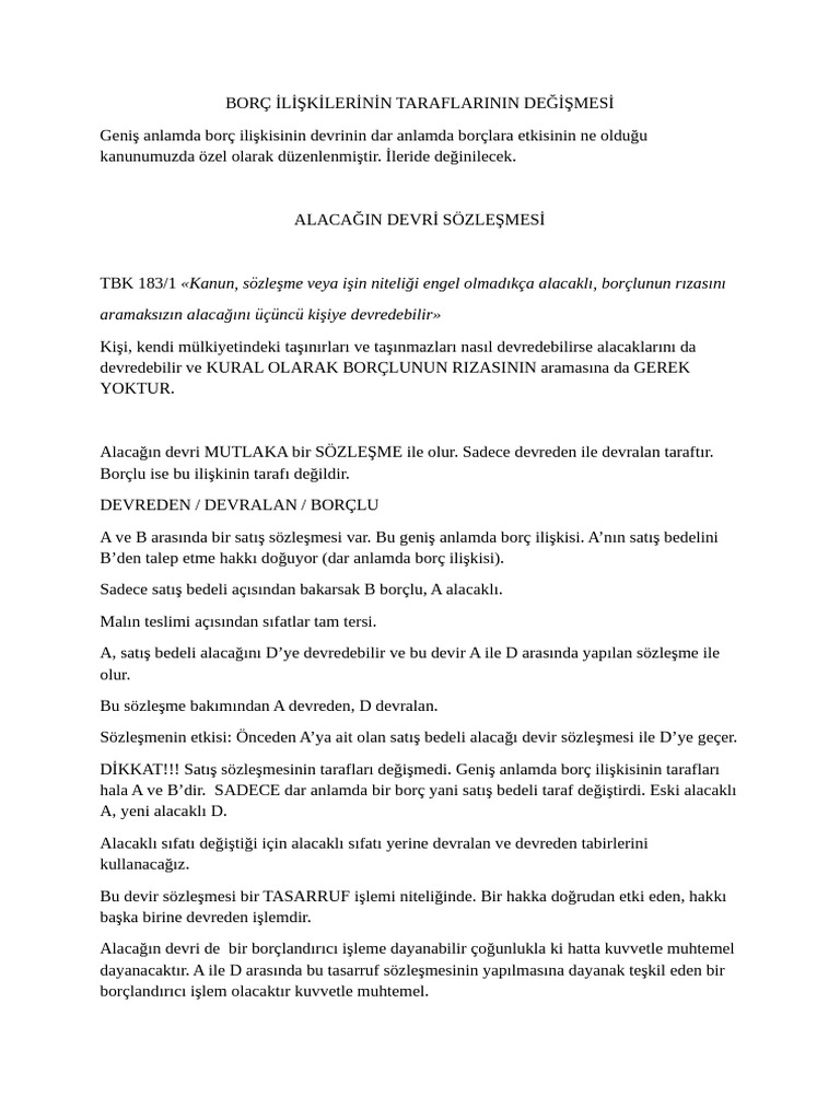 Alacağın Devri | PDF