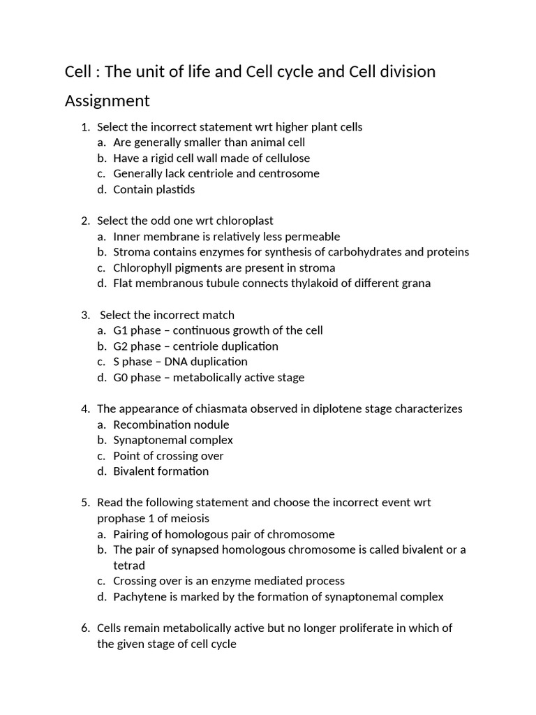 Cell Structure and Division Concepts | PDF | Endoplasmic Reticulum ...