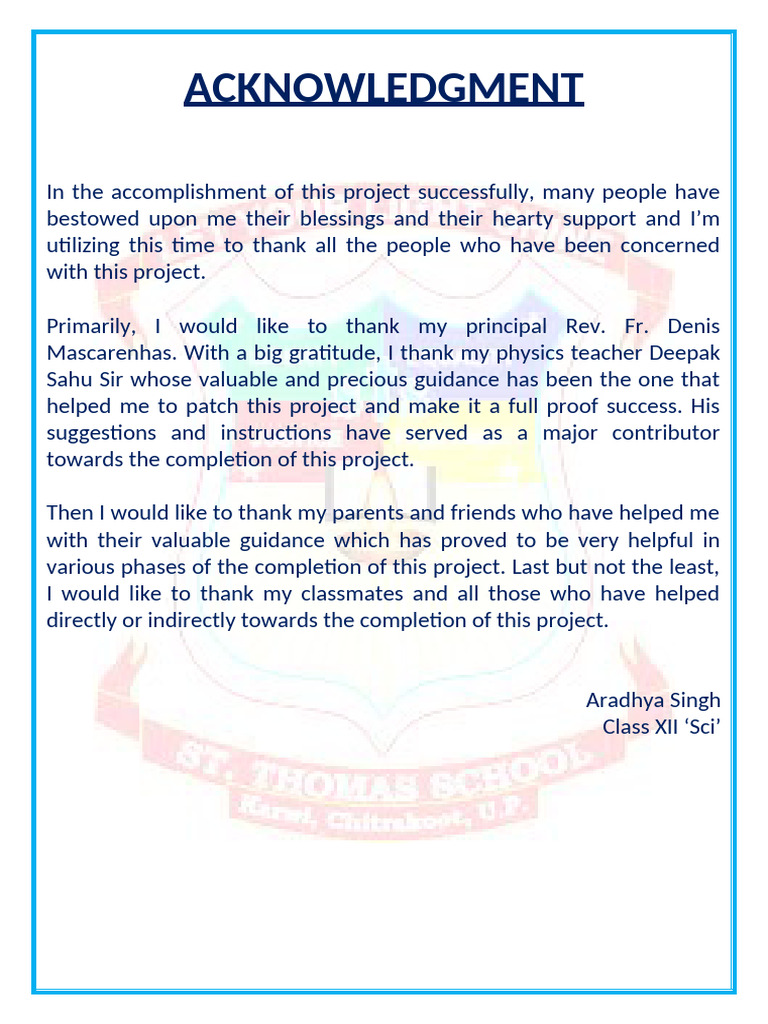 Acknowledgement Final | PDF