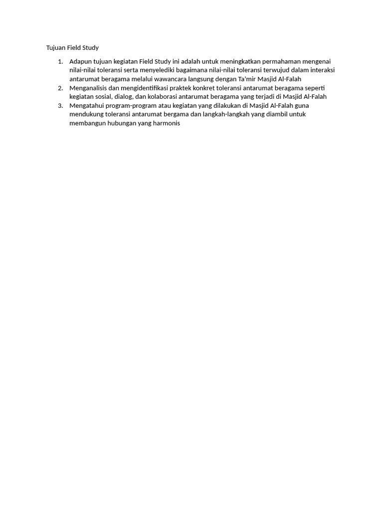 Tujuan Field Study | PDF