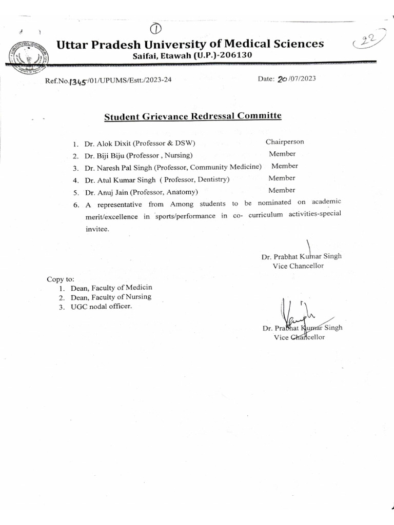 Student Grievance Redressel Committee | PDF