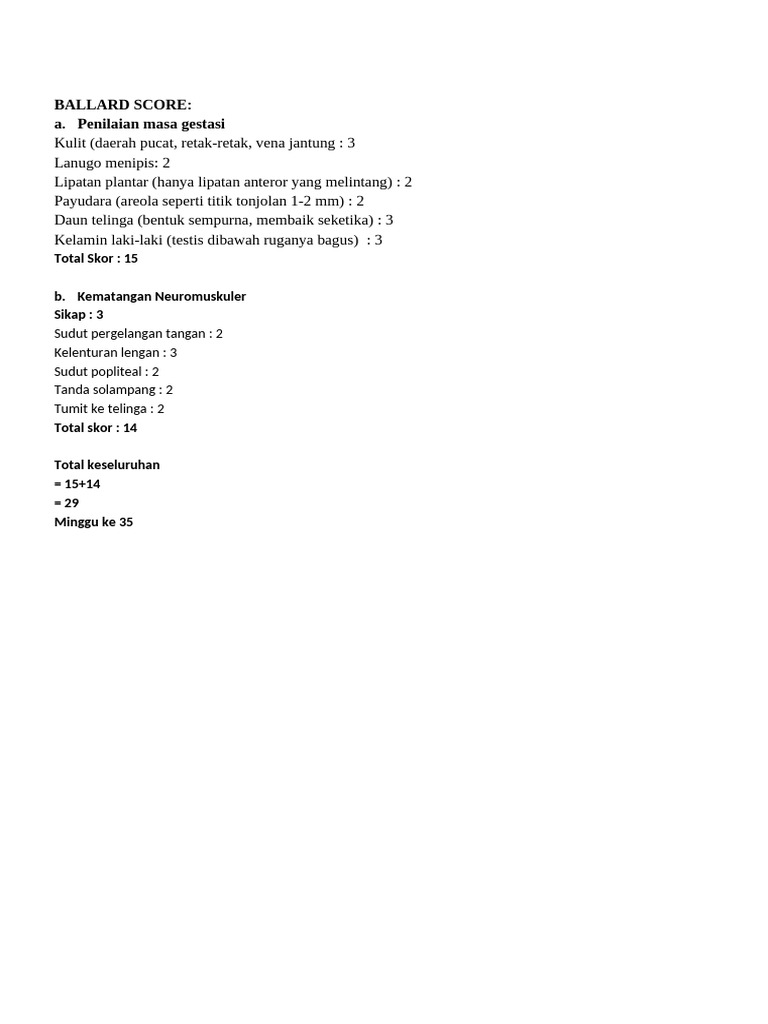 Ballard Score | PDF | Metode & Bahan Ajar | Kesehatan Holistik
