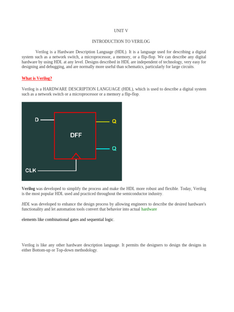 Introduction to VERILOG- VLSI | PDF | Hardware Description Language ... Introduction to VERILOG- VLSI | PDF | Hardware Description Language ...
