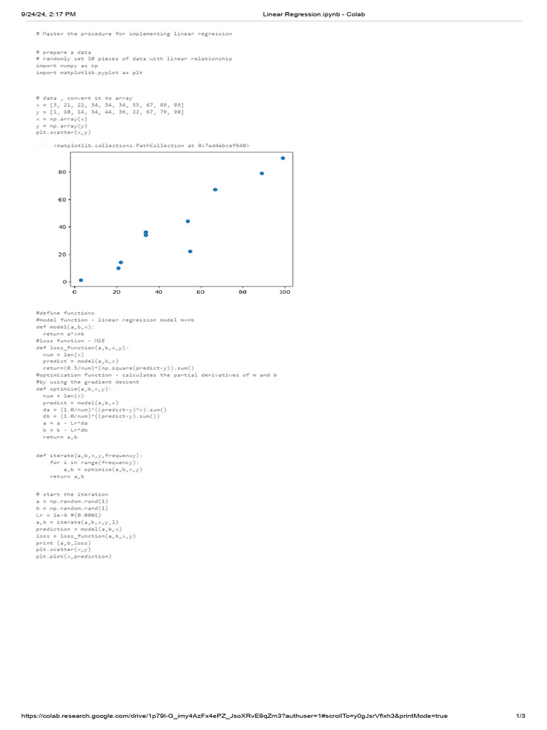 Linear Regression Ipynb Colab Pdf Regression Analysis Linear Regression