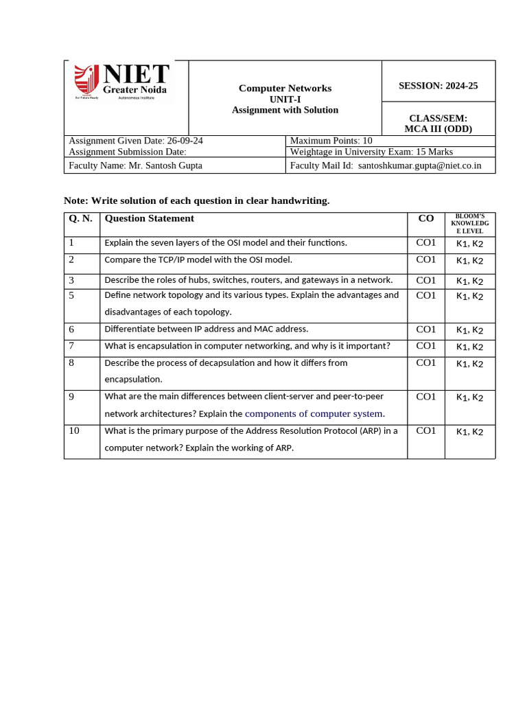 Computer Networks First Assignment | PDF