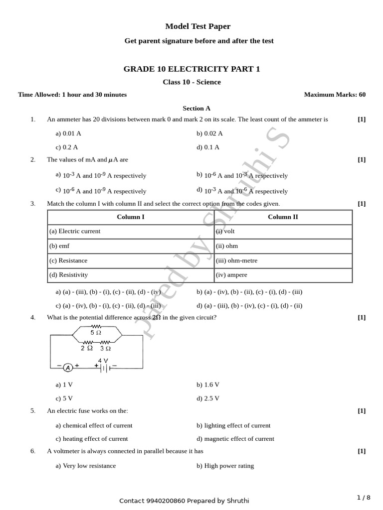 Grade 10 Electricity | PDF | Electrical Resistance And Conductance ...