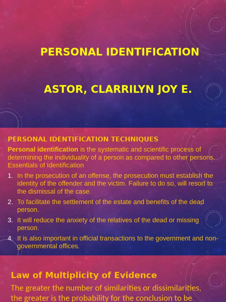 Personal Identificaton | PDF | Fingerprint | Human Anatomy