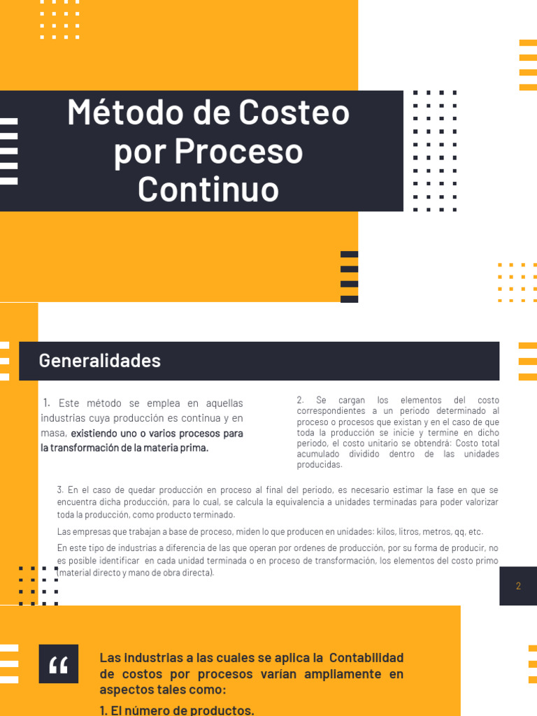 Proceso Continuo - Contabilidad Costo | PDF | Masa | Volumen