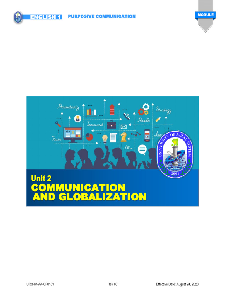 ENGLISH 1 MODULE 3 International Communication and Globalization ...