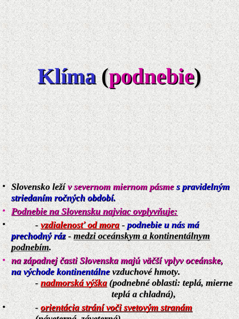 Klíma (Podnebie) | PDF