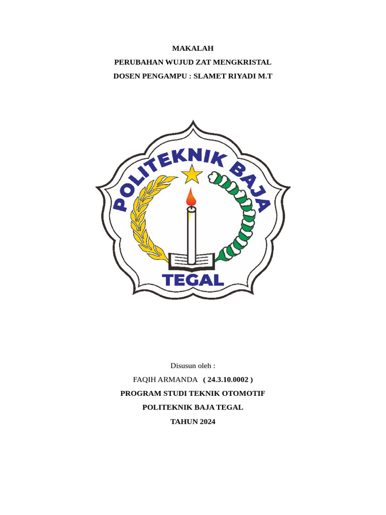 Faqih Perubahan Wujud Zat Mengkristal | PDF | Sains & Matematika