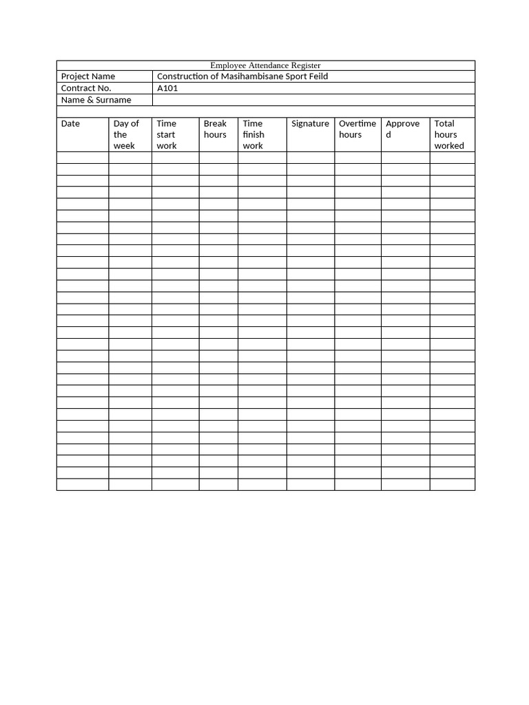 Employee Attendance Register | PDF | Law
