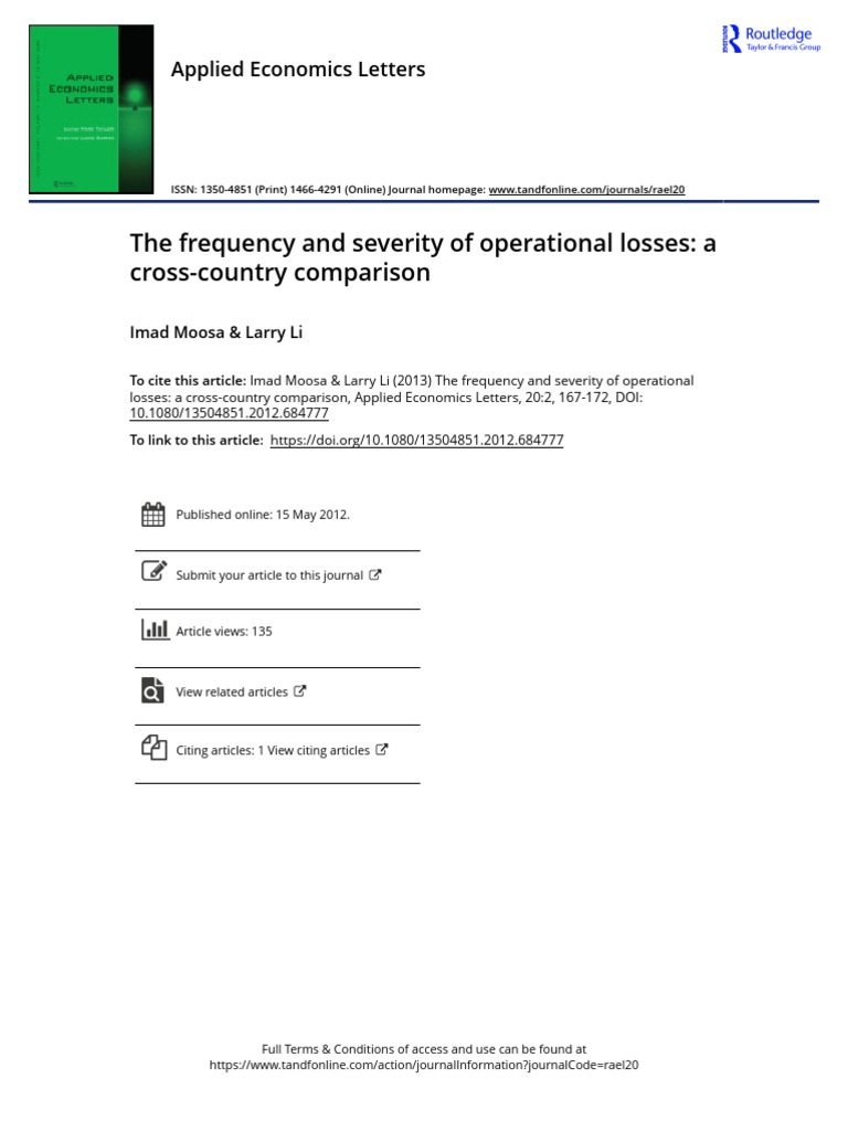 The Frequency and Severity of Operational Losses A Cross-Country ...