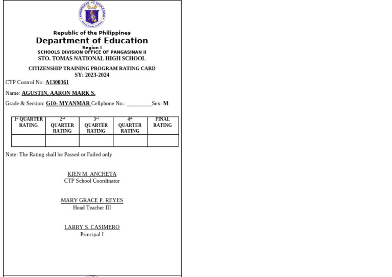 CTP Report Card | PDF