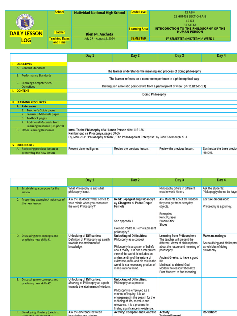 Philo DLL Week 1 | PDF | Knowledge | Concept