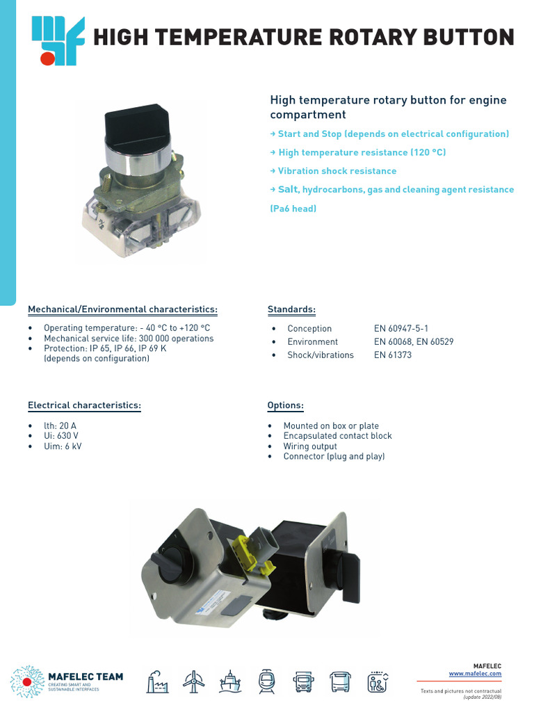 High-Temperature Rotary Button Specs | PDF | Technology & Engineering
