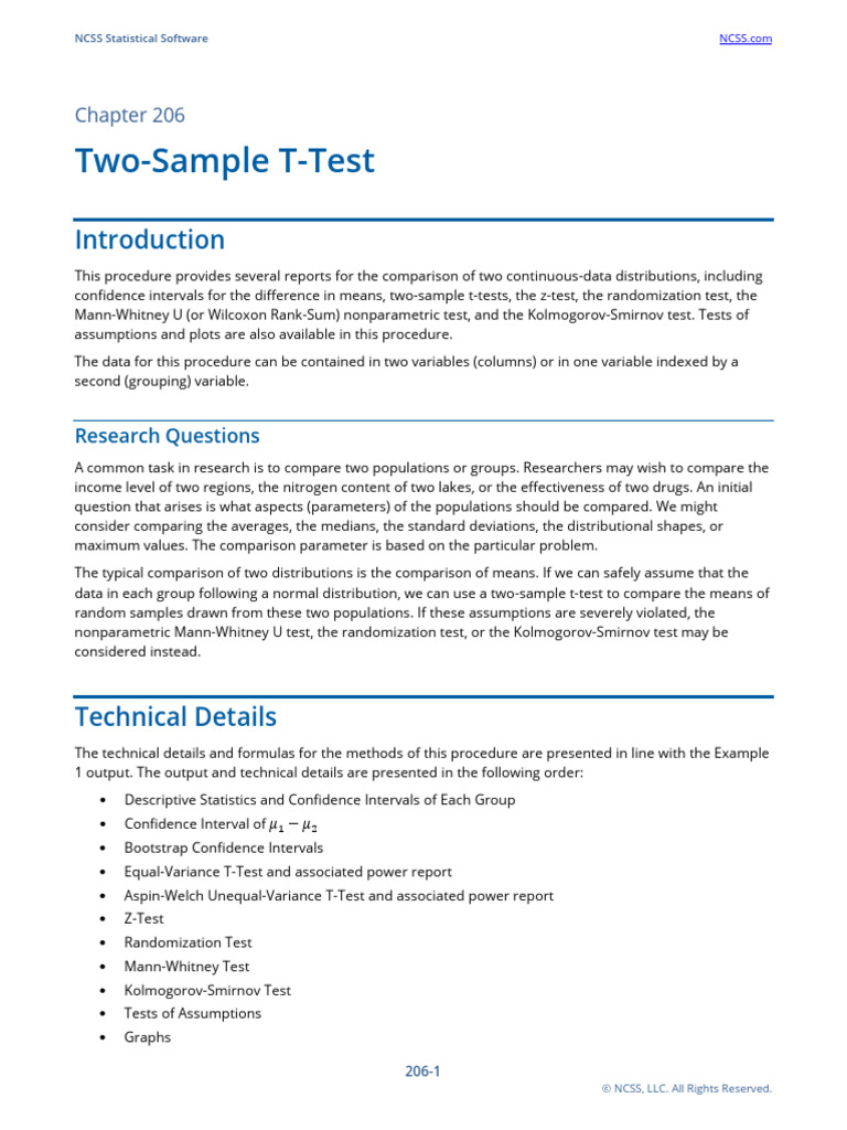 Two Sample - T Test | PDF | Student's T Test | Bootstrapping (Statistics)