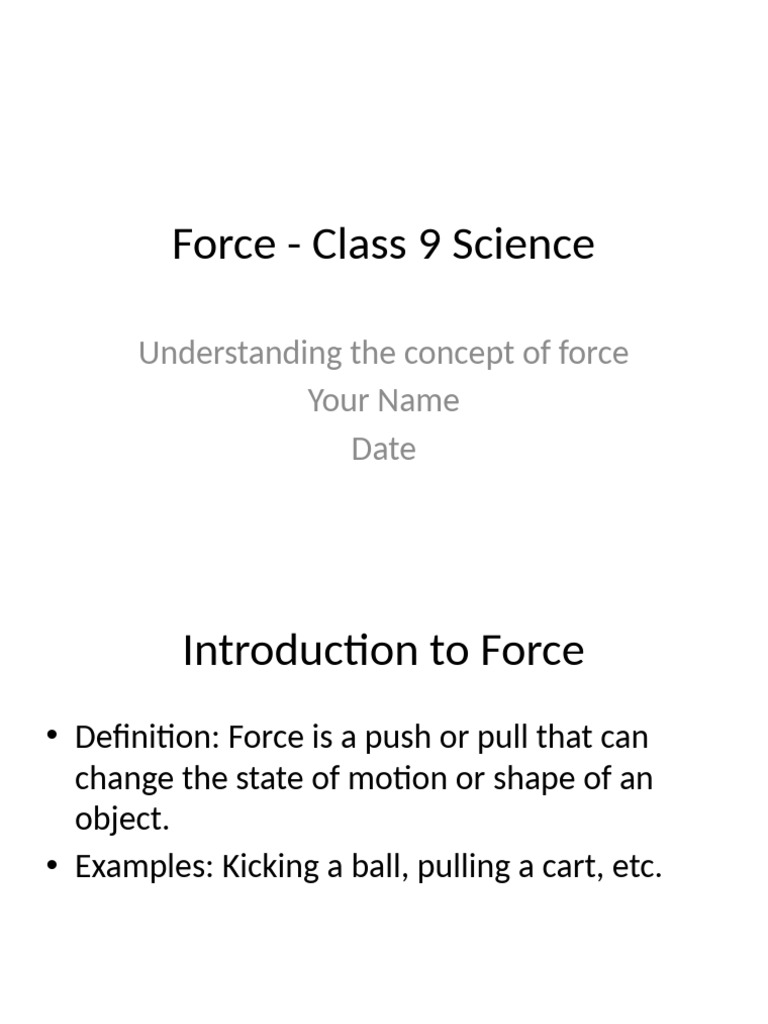 Force Class 9 Presentation Updated | PDF | Teaching Methods & Materials