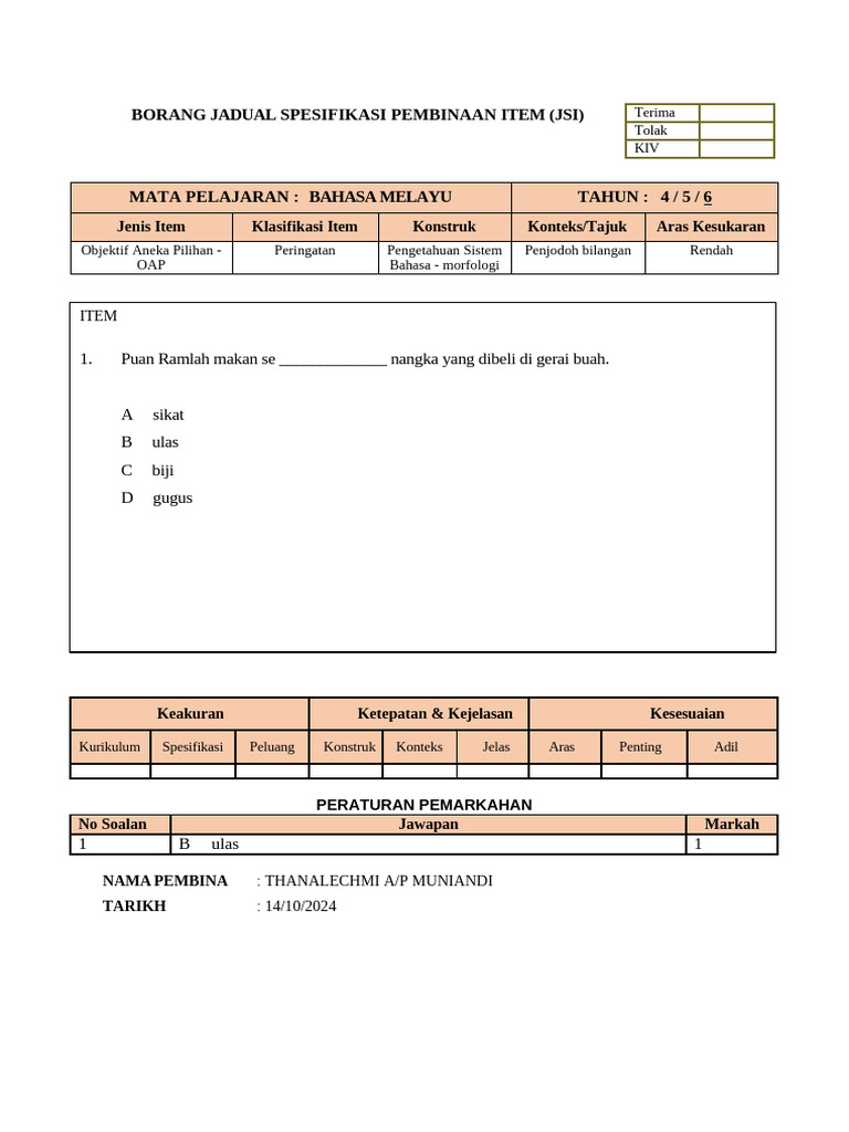 Jsi BM Tahun 6 | PDF