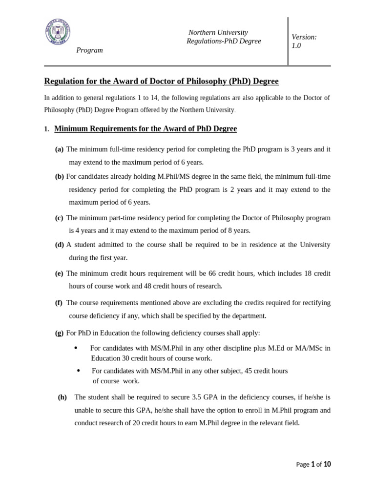 PhD Degree Regulations at Northern University | PDF | Thesis | Doctor ...