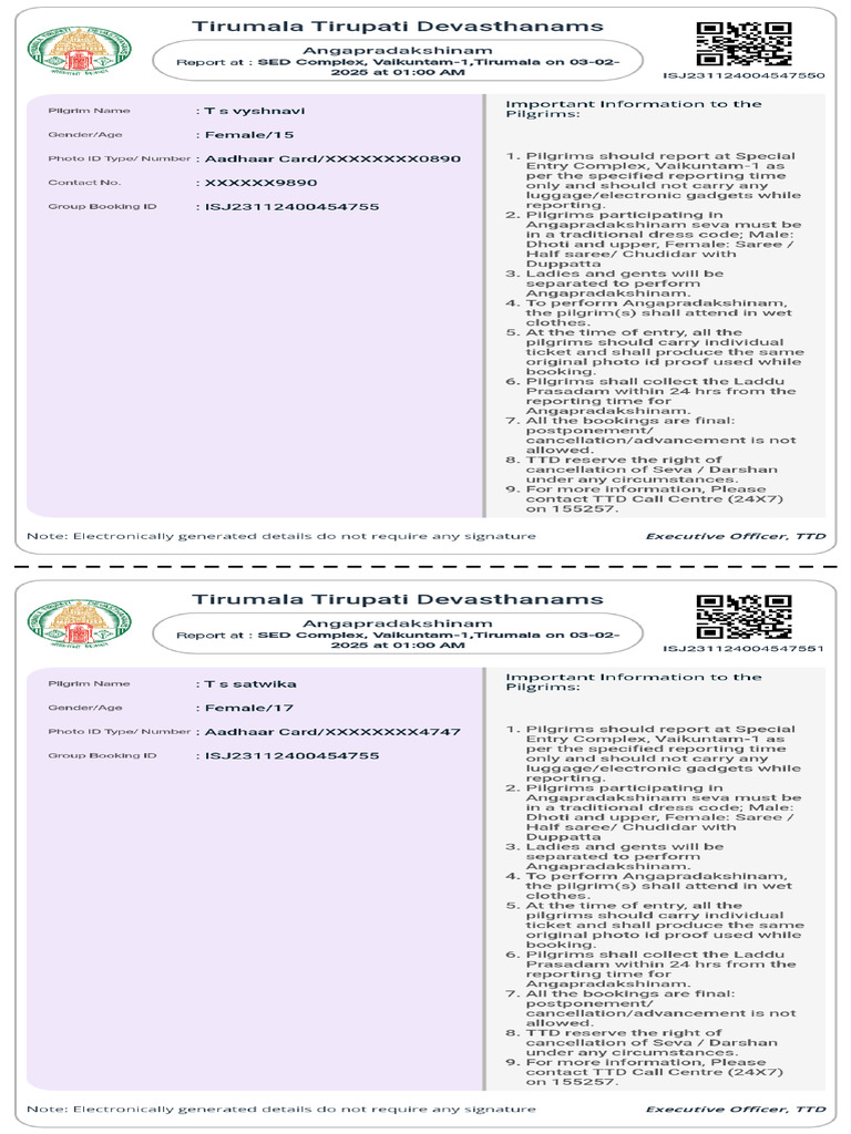 Angapradakshinam Receipt | PDF