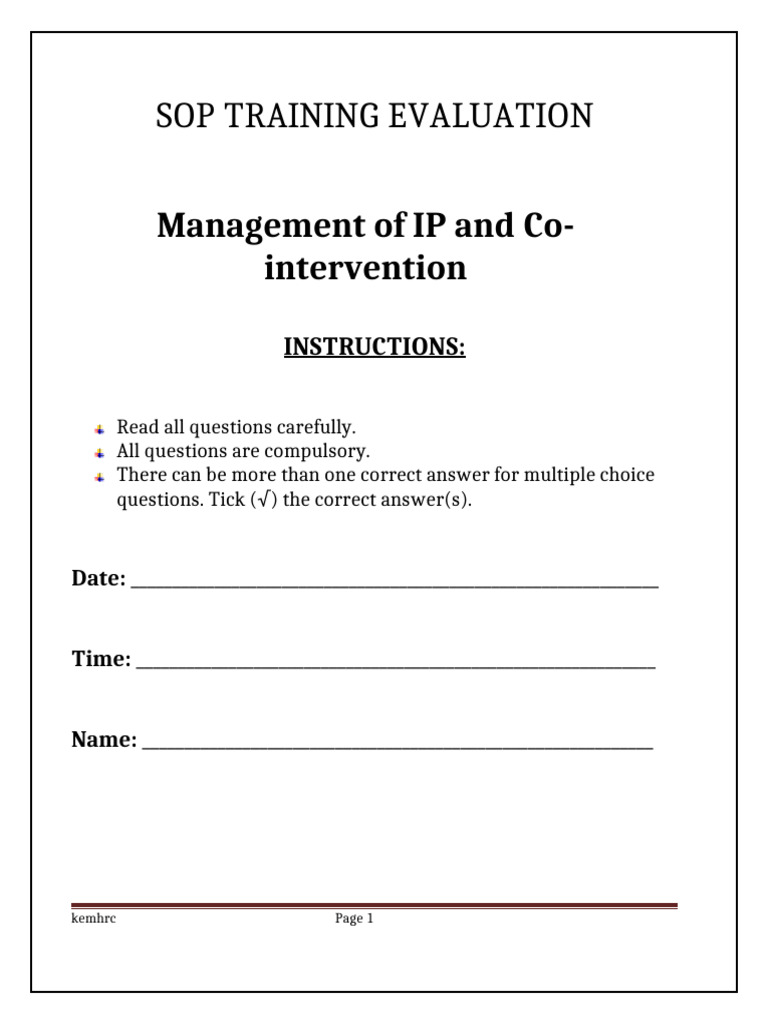 Question Paper Template For SOP Training Evaluation - IP and Co ...